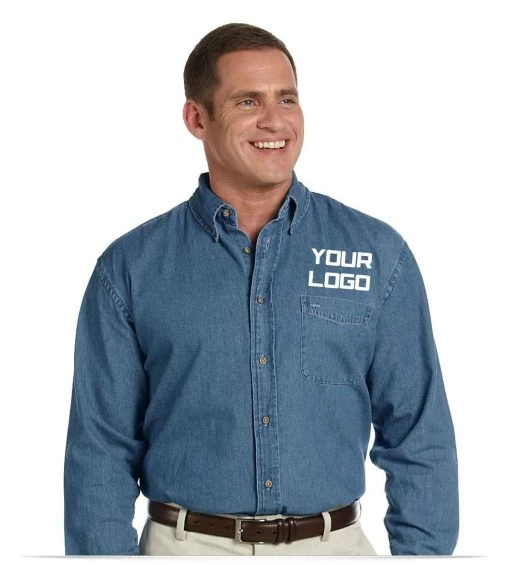 Harriton Custom Logo Denim Shirt - Design Denim Shirts Online