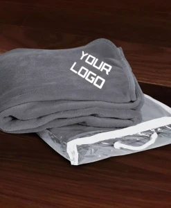 Custom Plush Fleece Blanket Embroidered Logo At AllStar Logo
